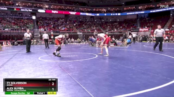 3A-144 lbs Champ. Round 2 - Alex Bumba, Prairie, Cedar Rapids vs Ty ...