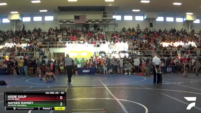 90 lbs Champ. Round 1 - Hayden Ramsey, Watkins Memorial vs Addie Doup ...