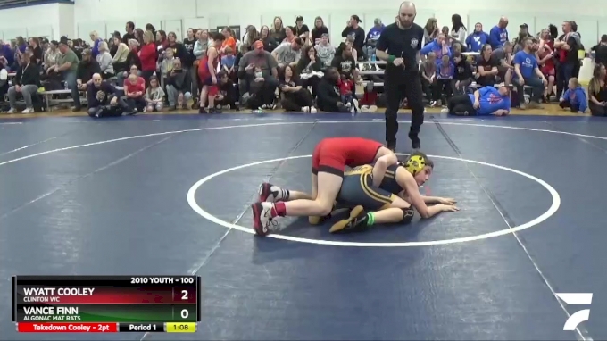 100 lbs Champ. Round 1 - Wyatt Cooley, Clinton WC vs Vance Finn ...