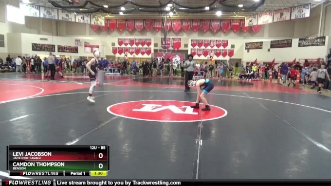 85 lbs Champ. Round 1 - Levi Jacobson, Jack Pine Savage vs Camdon ...