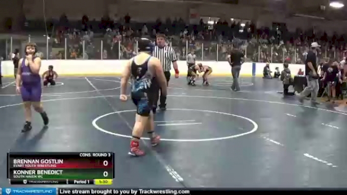 150 lbs Cons. Round 3 - Brennan Gostlin, Evart Youth Wrestling vs ...