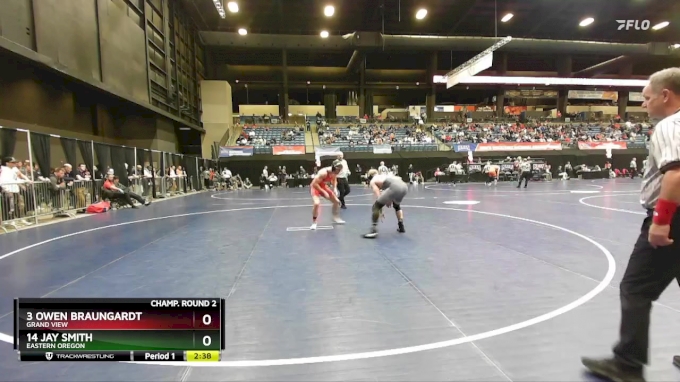 197 lbs Champ. Round 2 - 3 Owen Braungardt, Grand View vs 14 Jay Smith ...