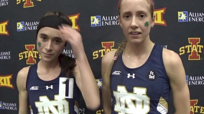 Molly Seidel, Anna Rohrer after working together to run 15:47 at Iowa State