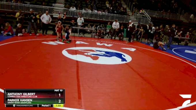 70 lbs Quarterfinal - Anthony Gilbert, Cowboy Kids Wrestling Club vs Parker Hansen, Green River ...