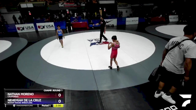 56 lbs Champ. Round 1 - Nathan Moreno, California vs Nehemiah De La Cruz, Rough House Wrestling