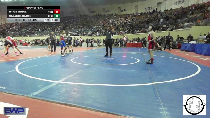 88 lbs Consi Of 32 #2 - Wyatt Haire, Verdigris vs Malachi Adams ...