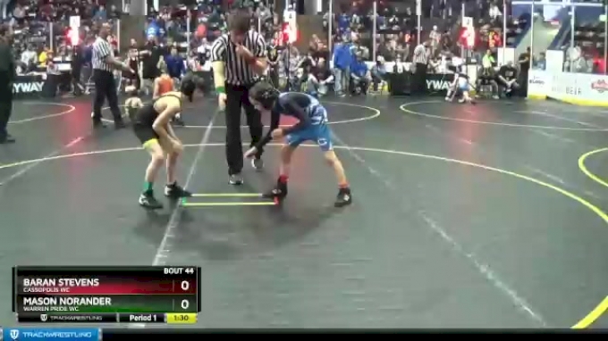 66 lbs Cons. Round 2 - Mason Norander, Warren Pride WC vs Baran Stevens ...