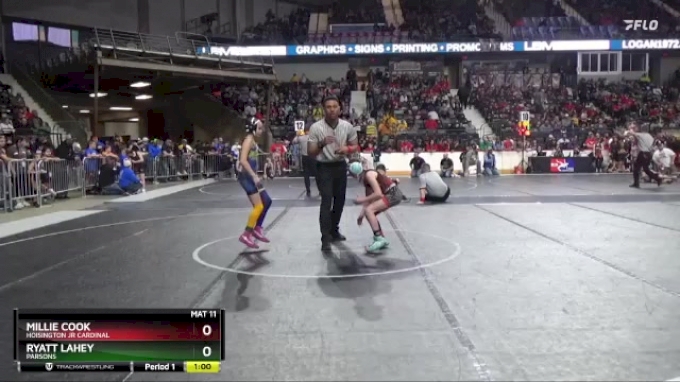 85 lbs Champ. Round 1 - Ryatt Lahey, Parsons vs Millie Cook, Hoisington ...