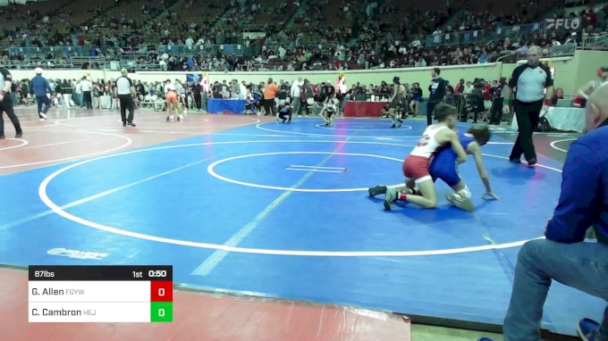 87 lbs Consi Of 16 #2 - Gunner Allen, Fort Gibson Youth Wrestling vs ...