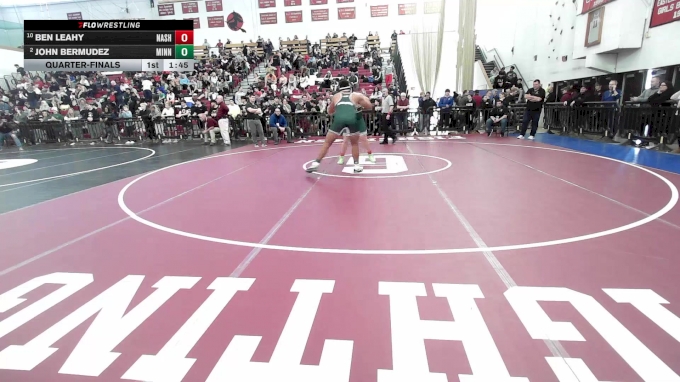 285 lbs Quarterfinal - Ben Leahy, Nashoba vs John Bermudez, Minnechaug