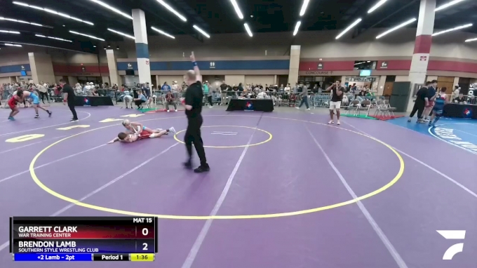 126 lbs Champ. Round 1 - Garrett Clark, WAR Training Center vs Brendon ...