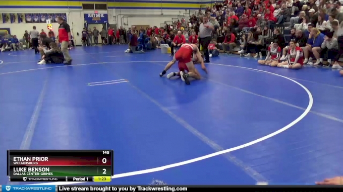 145 lbs Cons. Round 2 - Ethan Prior, Williamsburg vs Luke Benson ...