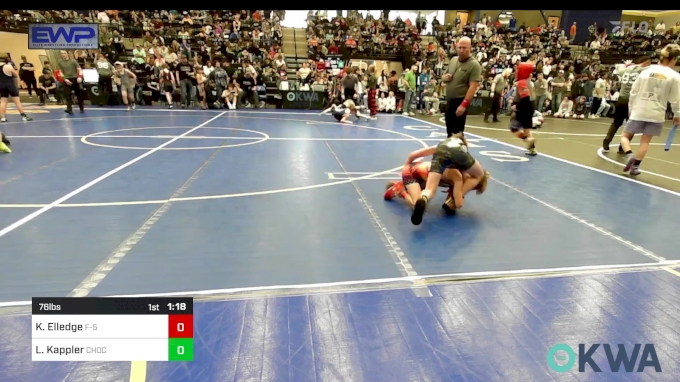 76 lbs Semifinal - Kale Elledge, F-5 Grappling vs Liam Kappler, Choctaw ...
