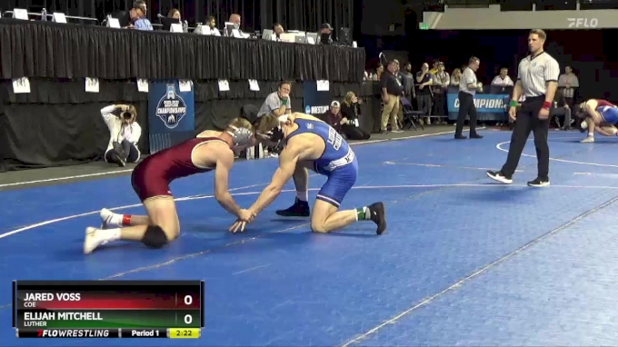 184 lbs Quarterfinal - Elijah Mitchell, Luther vs Jared Voss, Coe