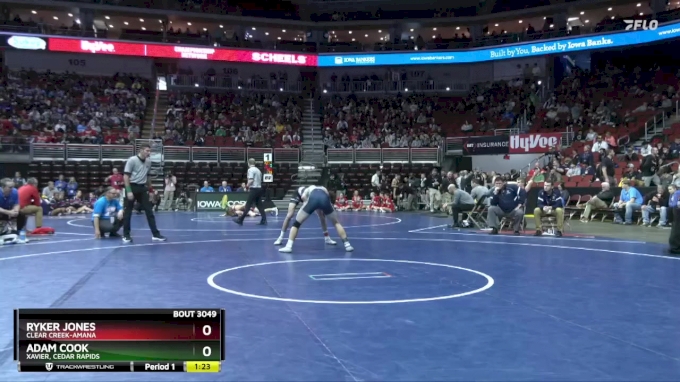 3A-144 lbs Champ. Round 1 - Ryker Jones, Clear Creek-Amana vs Adam Cook ...