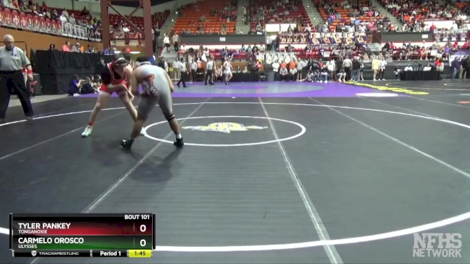 4A 215 lbs Champ. Round 1 - Tyler Pankey, Tonganoxie vs Carmelo Orosco ...