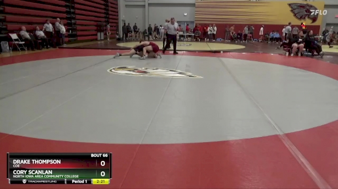 157 lbs Quarterfinal - Drake Thompson, Coe vs Cory Scanlan, North Iowa ...