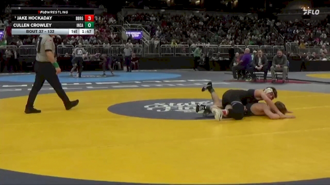 132 lbs Champ. Round 1 - Jake Hockaday, Brownsburg vs Cullen Crowley ...