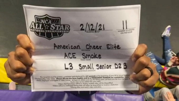 American Cheer Elite - Smoke [L3 Senior - D2 - Small - B] 2021 NCA All ...