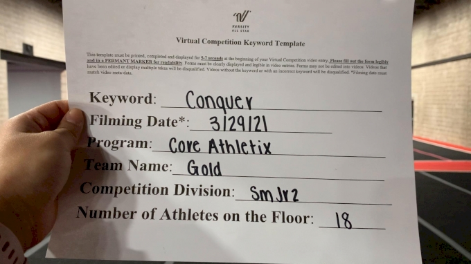 Core Athletix - Gold [L2 Junior - Small - B] 2021 Varsity All Star ...