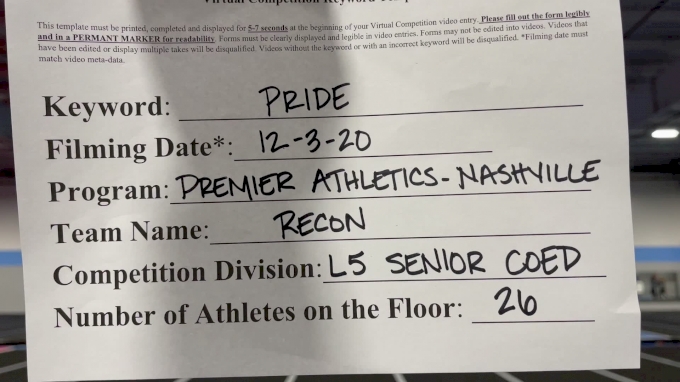 Premier Athletics Nashville - Recon [L5 Senior Coed] 2020 WSF All Star ...