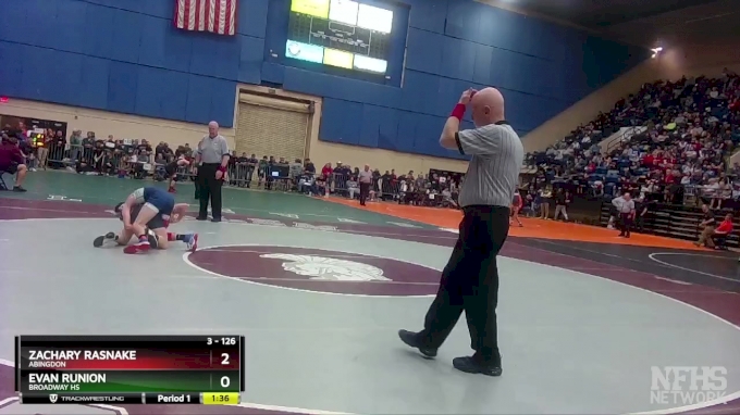 3 - 126 lbs Champ. Round 1 - Zachary Rasnake, Abingdon vs Evan Runion ...