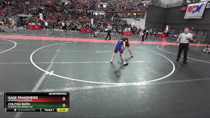 80 lbs Quarterfinal - Gage Franzmeier, Oconto Falls/Abrams vs Colton ...
