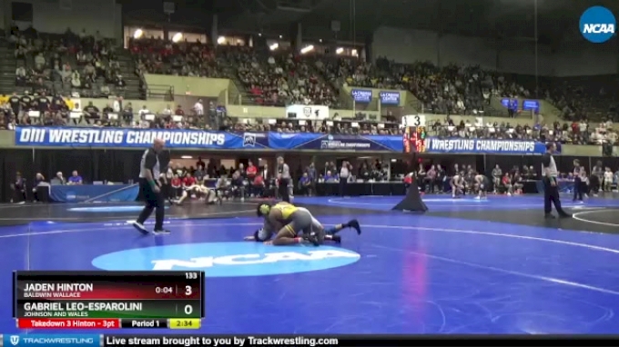 133 lbs Quarterfinal - Jaden Hinton, Baldwin Wallace vs Gabriel Leo ...