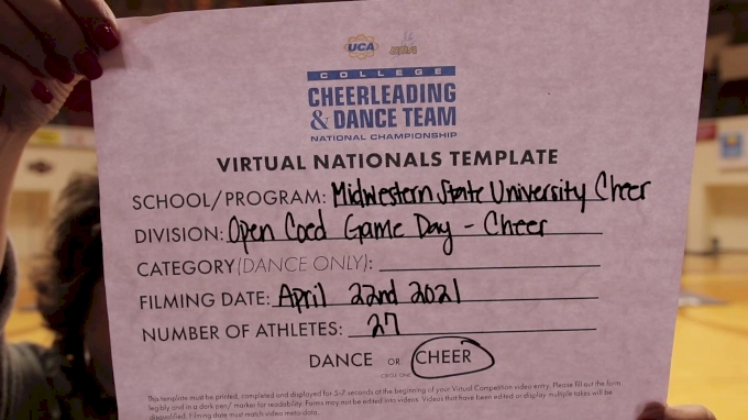 Midwestern State University [Virtual Open Coed Game Day - Cheer Finals ...