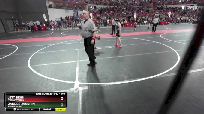 140 lbs Cons. Round 3 - Zander Jandrin, Sturgeon Bay vs Jett Behn ...