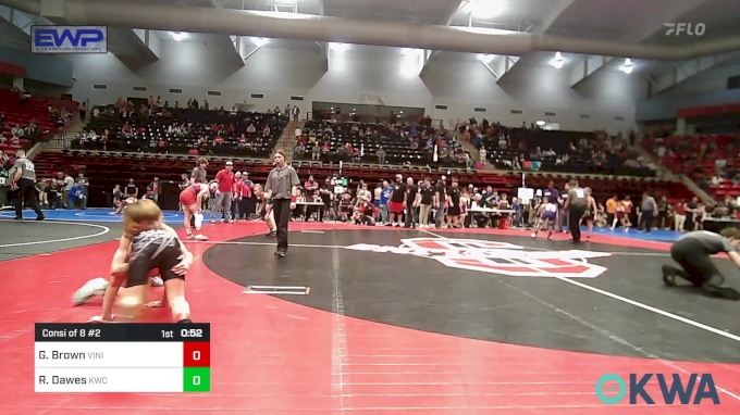 70 lbs Consi Of 8 #2 - Grady Brown, Vinita Kids Wrestling vs Ryker ...