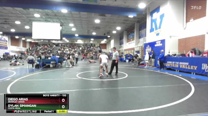 132 lbs Champ. Round 1 - Dylan Simangan, Costa Mesa vs Diego Arias ...