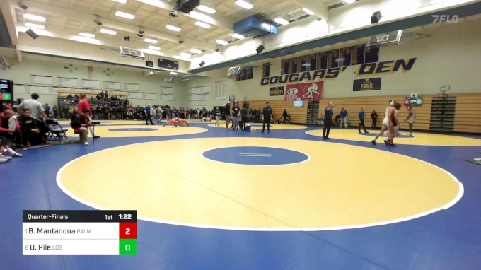 155 lbs Quarterfinal - Beau Mantanona, Palm Desert vs Dillon Pile, Los ...