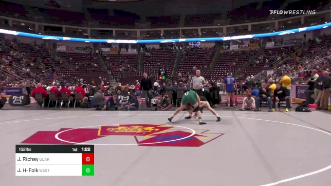 152 lbs Quarterfinal - Justin Richey, Quaker Valley vs Justice ...