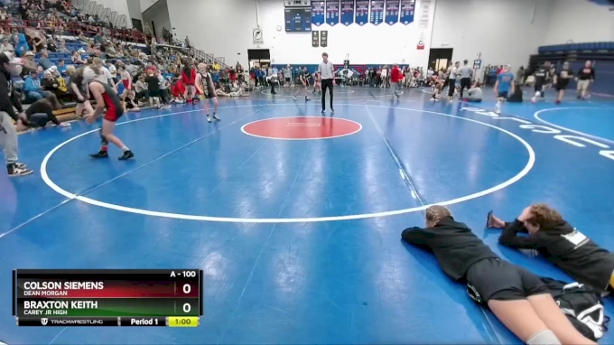 100 lbs Semifinal - Braxton Keith, Carey Jr High vs Colson Siemens ...