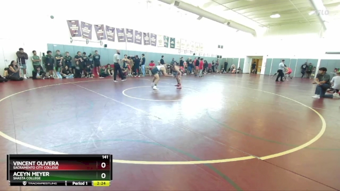 141 lbs Quarterfinal - Aceyn Meyer, Shasta College vs Vincent Olivera ...