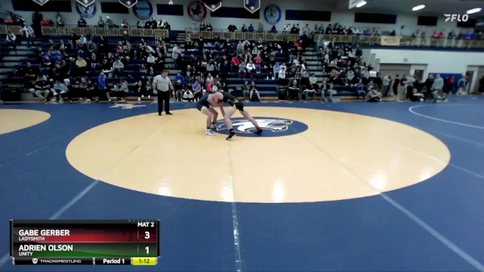 150 lbs Quarterfinal - Gabe Gerber, Ladysmith vs Adrien Olson, Unity