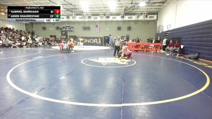 190 lbs Quarterfinal - Aiden Shahrestani, Esperanza vs Gabriel Barragan ...