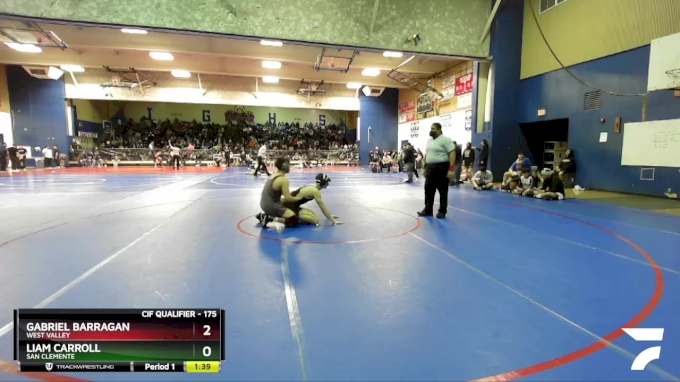 175 lbs Champ. Round 1 - Liam Carroll, San Clemente vs Gabriel Barragan ...