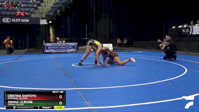 191 lbs Cons. Round 2 - Cristina Santoyo, Emmanuel College vs Sienna ...