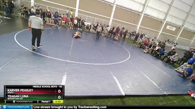 92 lbs 1st Place Match - Teagan Luna, Beaver Dam WC vs Karver Peasley ...