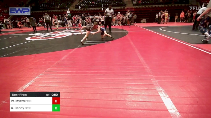 58 lbs Semifinal - Weston Myers, Pawhuska Elks Takedown vs Kaiden Candy ...