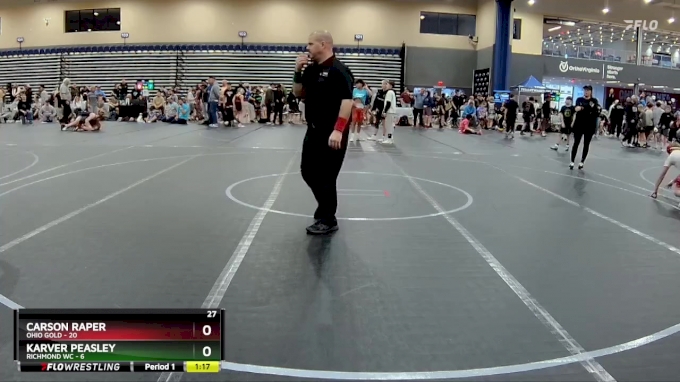 92 lbs Round 2 (4 Team) - Carson Raper, Ohio Gold vs Karver Peasley ...