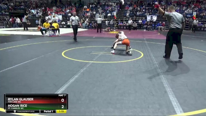 74 lbs Champ. Round 2 - Hogan Rice, St. Charles WC vs Rylan Glauser ...