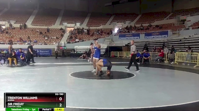 D2-190 lbs Champ. Round 1 - Trenton Williams, Buena vs Sir Friday ...