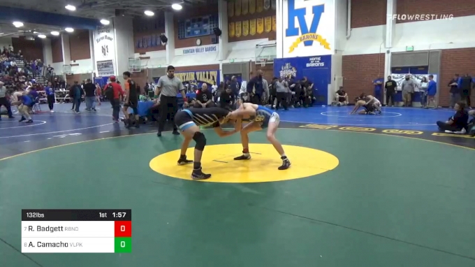 132 lbs Prelims - Ryan Badgett, Rancho Bernardo vs Angel Camacho, Villa ...