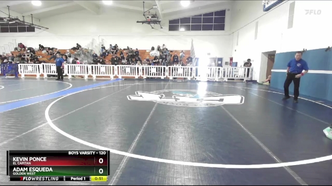 120 lbs Cons. Round 1 - Kevin Ponce, El Capitan vs Adam Esqueda, Golden ...