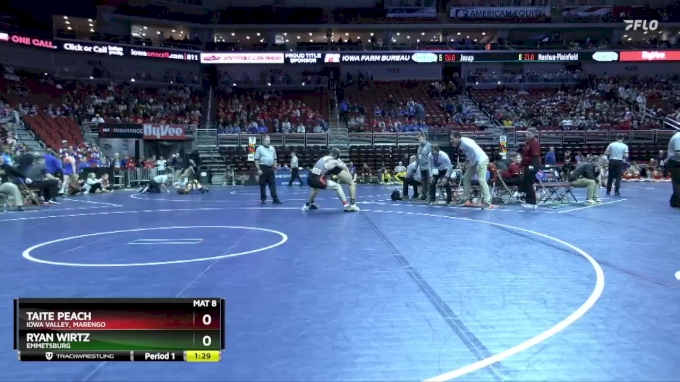 1A-190 lbs Champ. Round 2 - Taite Peach, Iowa Valley, Marengo vs Ryan ...