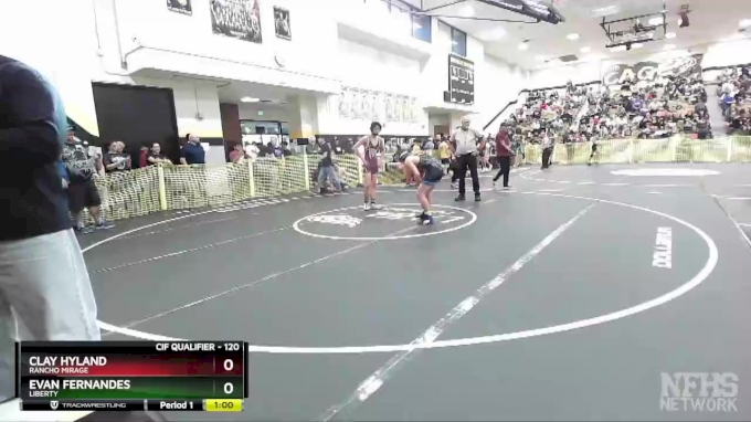 120 lbs Cons. Round 2 - Clay Hyland, Rancho Mirage vs Evan Fernandes ...