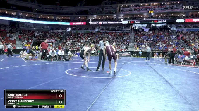 2A-120 lbs Champ. Round 2 - Jake Haugse, Mount Vernon vs Vinny Mayberry, Glenwood